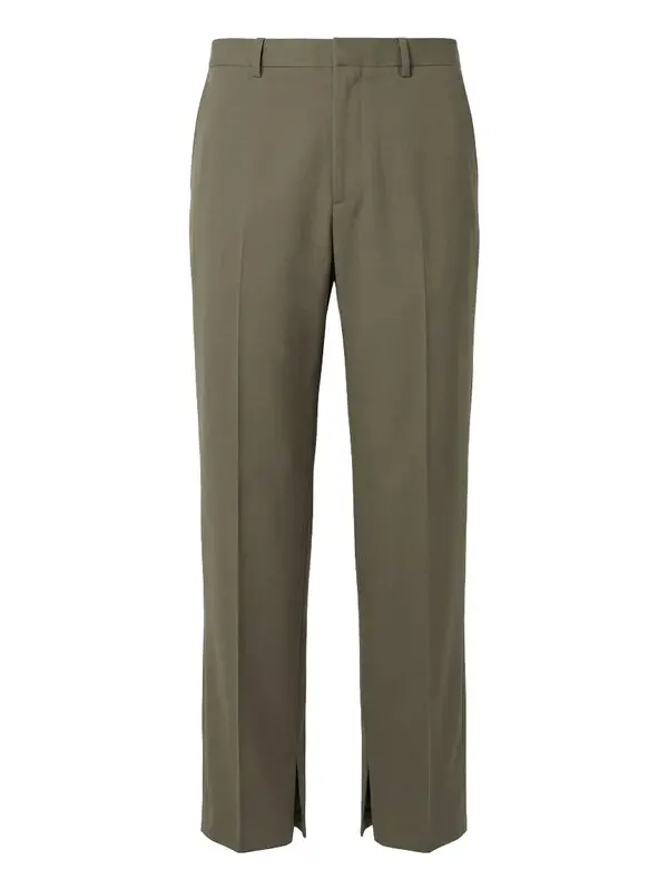 Gucci Embroidered Gabardine Trousers With Slit Hem - Forest Green