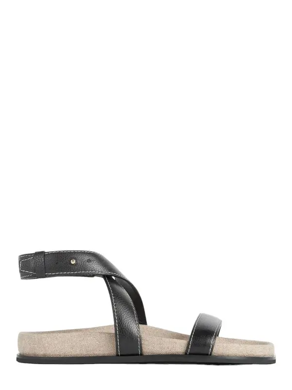 TOTEME Leather Criss-cross Ankle Strap Sandals - Black