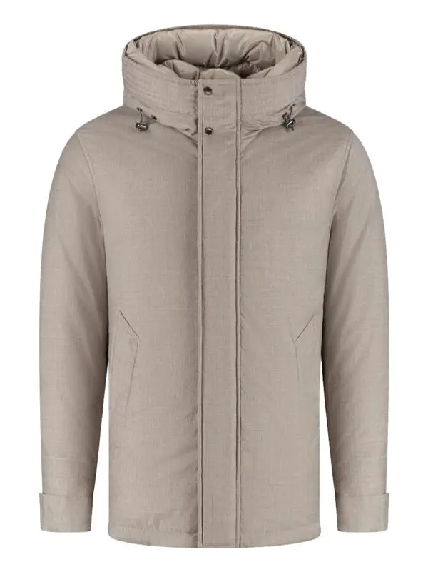 Woolrich High Neck Hooded Down Jacket - Nude