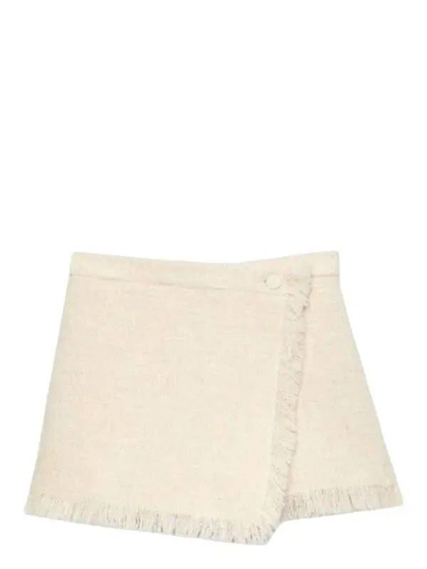 MSGM Asymmetrical Tassel Hem Shorts - White