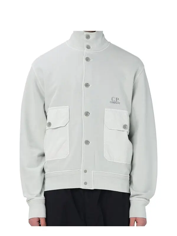 C.P. COMPANY High Neck Diagonal Fleece Sweatshirt - White