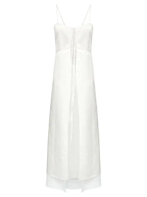 MAISON MARGIELA Sleeveless Midi Dress With Sweetheart Neck - White