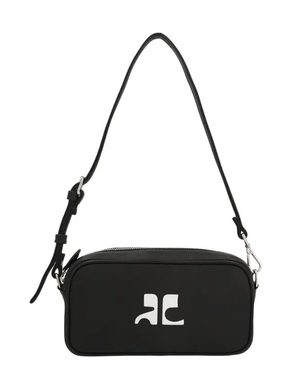 COURREGES Courrèges Logo Detailed Zipped Shoulder Bag - Black