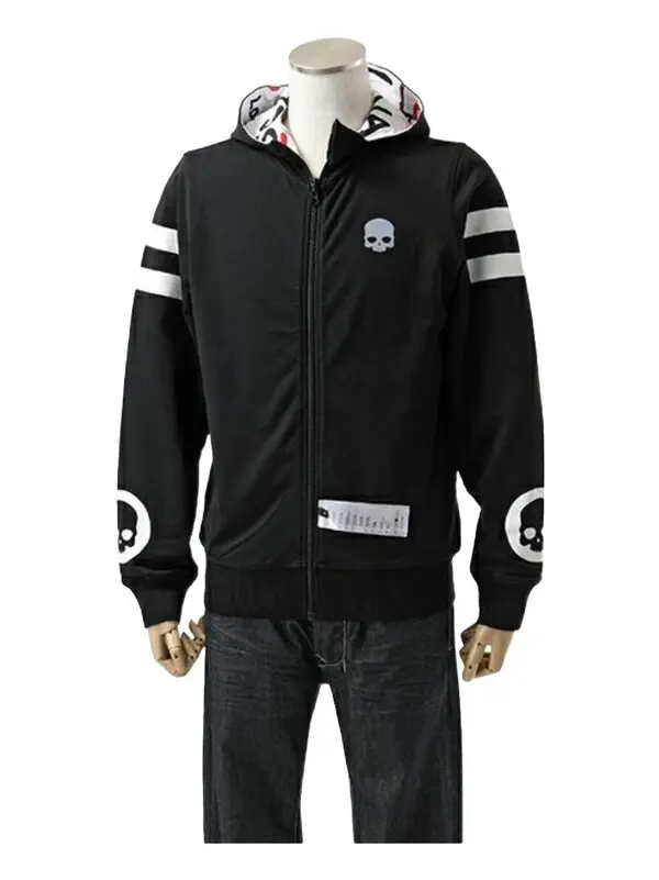 HYDROGEN Logo Casual Zip-up Hoodie - Black