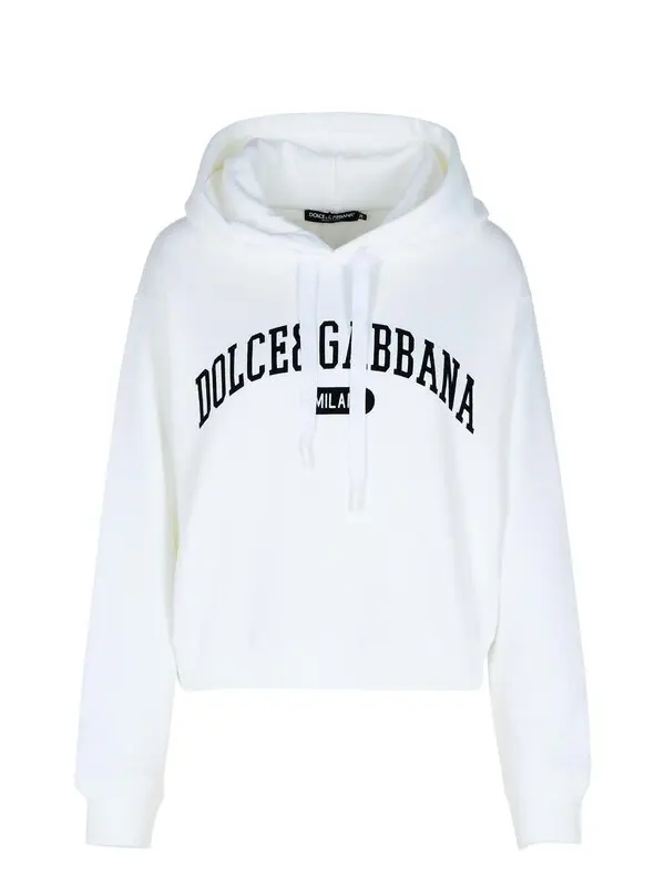 Dolce & Gabbana Logo Printed Drawstring Hoodie - White