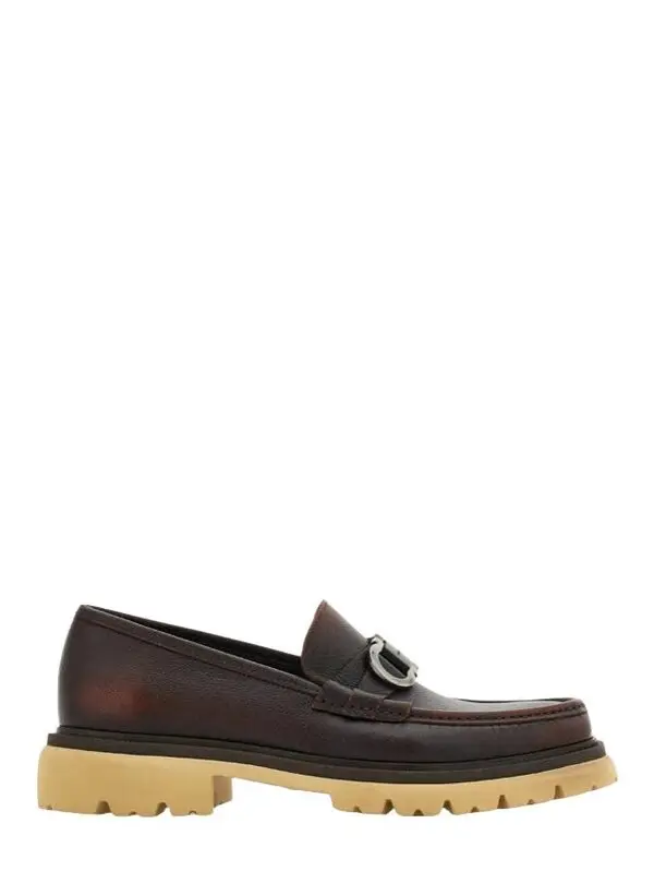 FERRAGAMO Moccasins With Gancini Ornament - Black