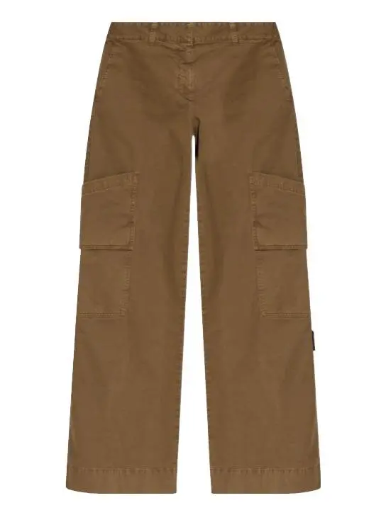 Off-White Wide Leg Cargo Trousers - Brown
