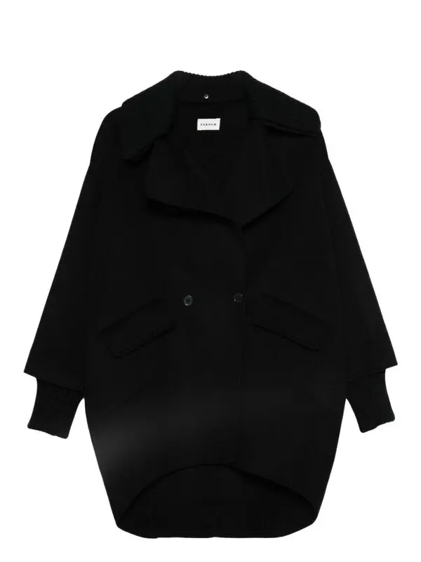 P.a.r.o.s.h Long-sleeved Double-breasted Coat With Detachable Collar - Black