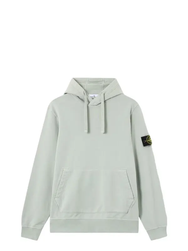 Stone Island Logo Patch Drawstring Hoodie - Sage Green