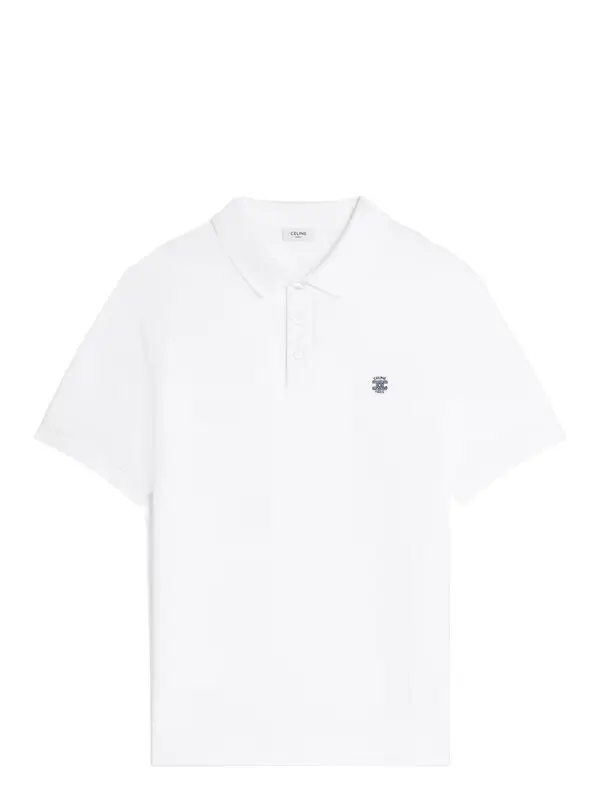 Celine Polo Shirt In Pique Cotton Jersey - Optical White