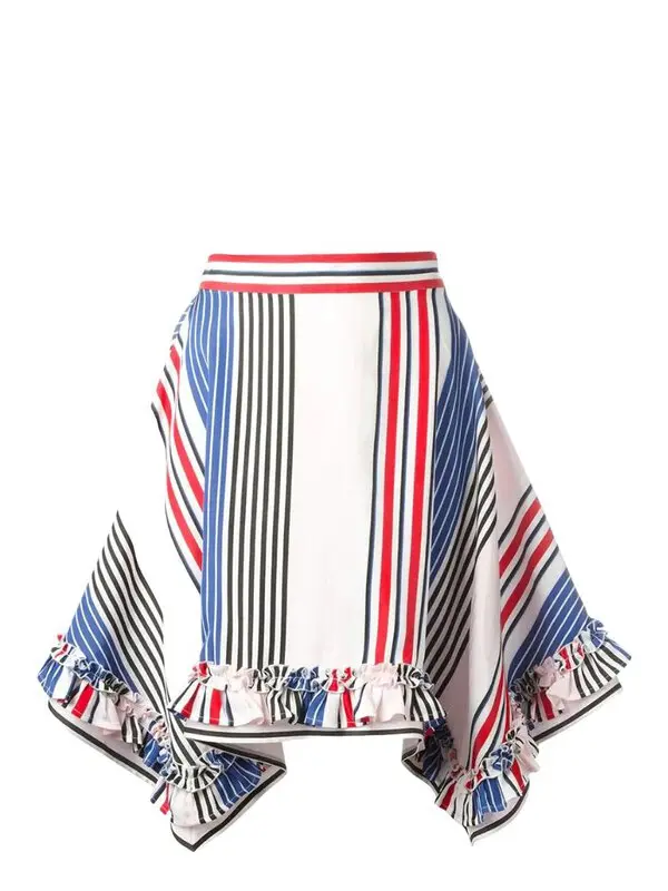 MSGM Striped Ruffle Hem Skirt - White