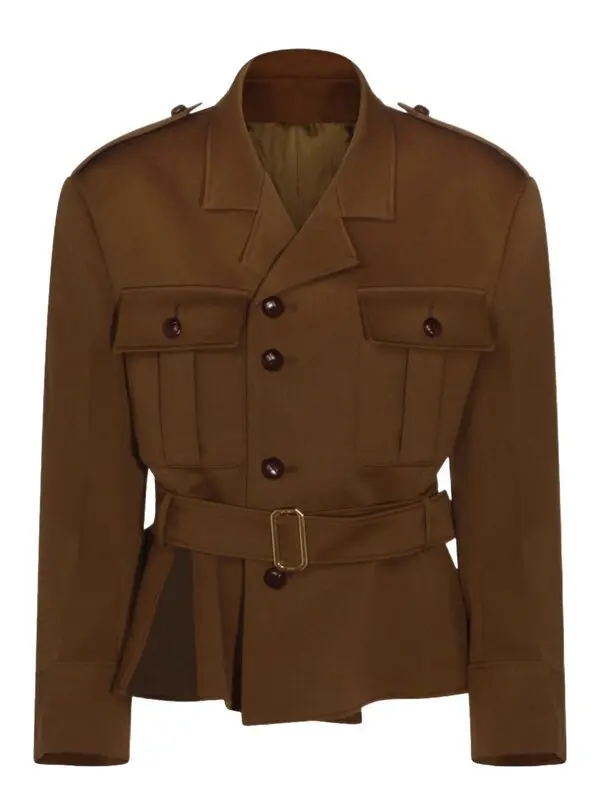 Celine Long-sleeved Belted Casual Jacket - Brown
