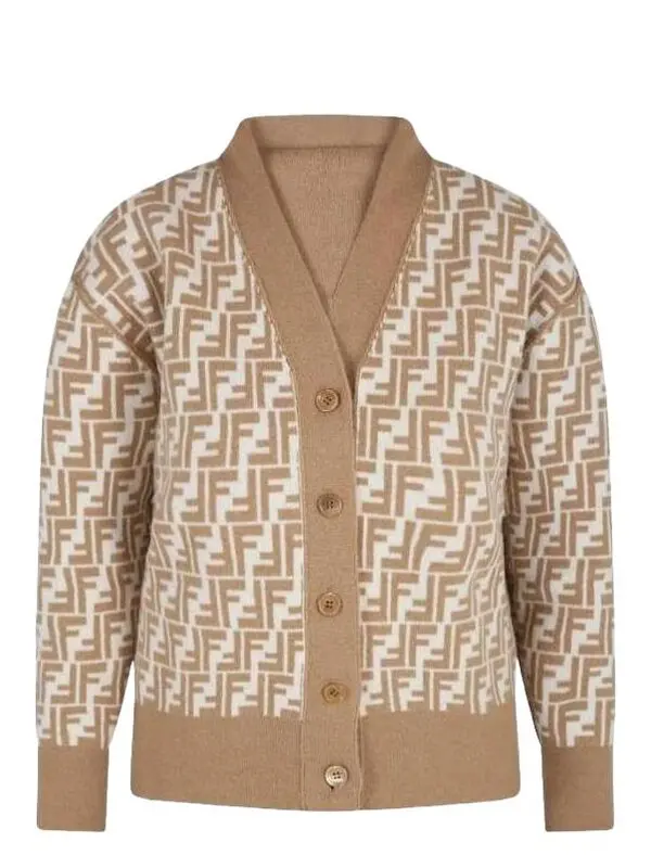 Fendi Ff Printed V-neck Cardigan - Brown