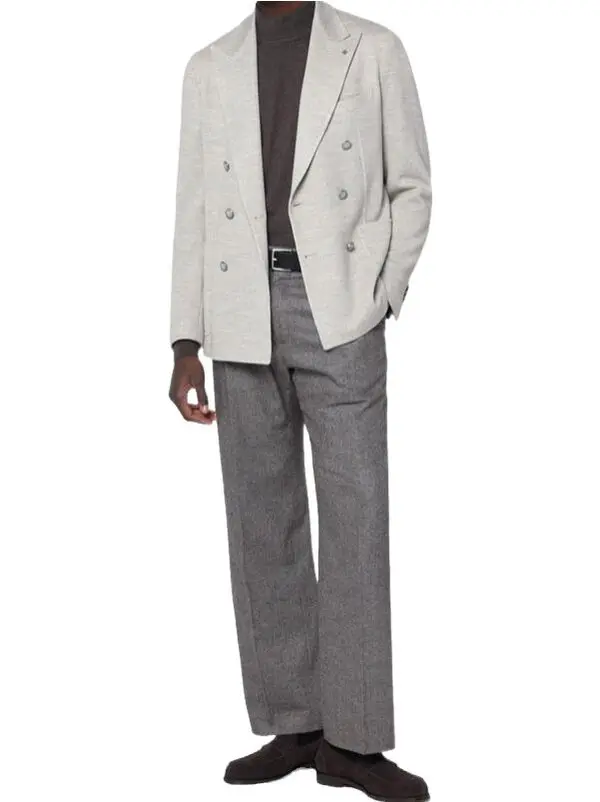 Tagliatore Double-breasted Jacket With Peak Lapels - Beige