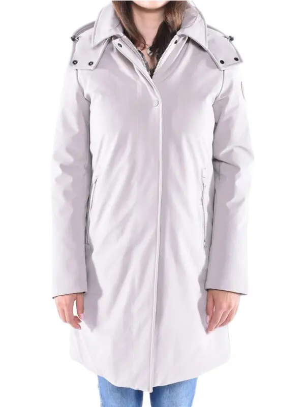 Woolrich Logo Patch Hooded Parka - White