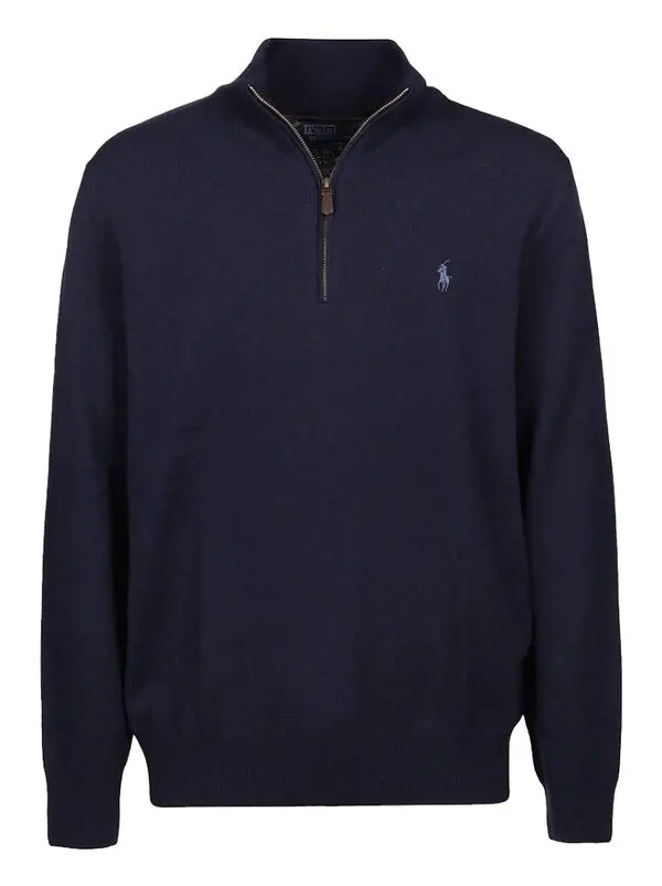 Polo Ralph Lauren Pony Embroidered Quarter Zip Jumper - Black