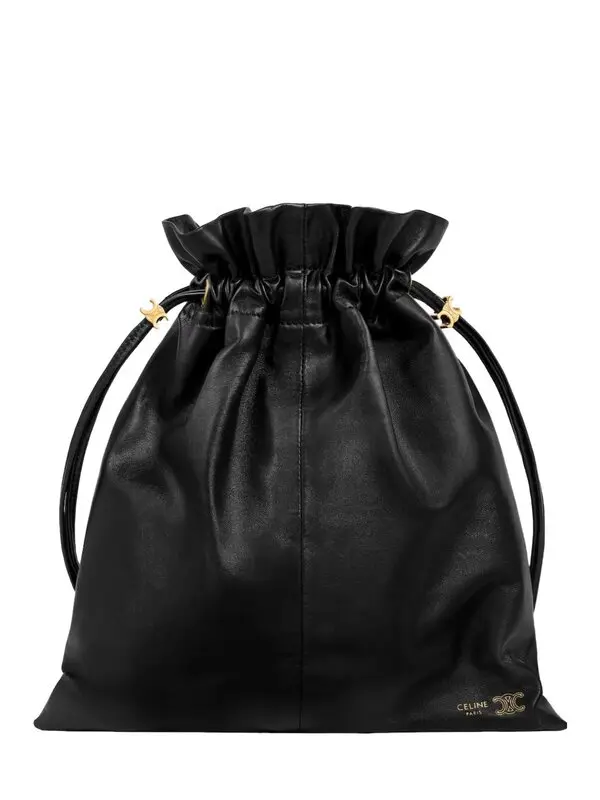 Celine Small Crystal Pouch In Lambskin - Black