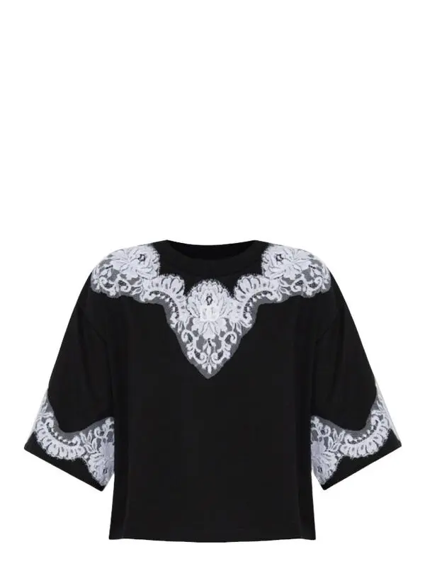 Dolce & Gabbana Lace Trimmed T-shirt - Black