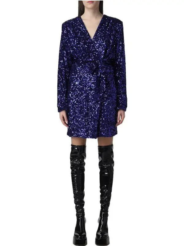 ROTATE BY BIRGER CHRISTENSEN Sequin Wrap Mini Dress - Black