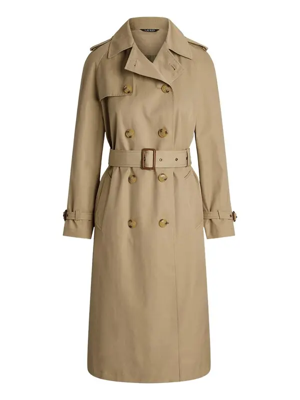 Ralph Lauren Double Breasted Belted Trench Coat - Beige
