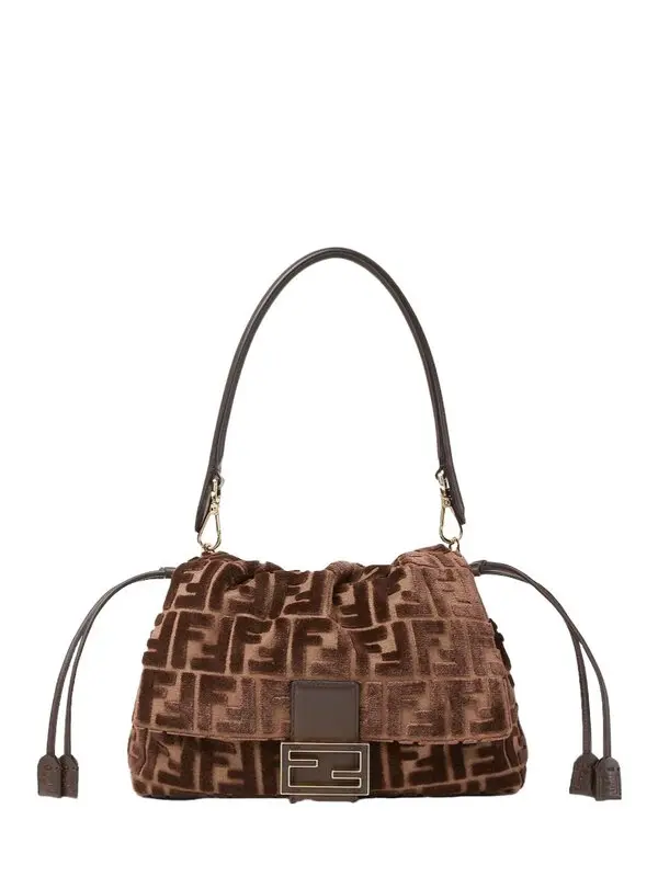 Fendi Mamma Baguette Medium Jacquard Velvet Tote Bag - Dark Brown