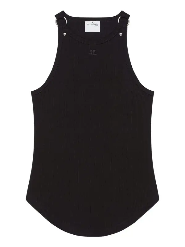COURREGES 90's Rib Tank Top With Buckle Detail - Black