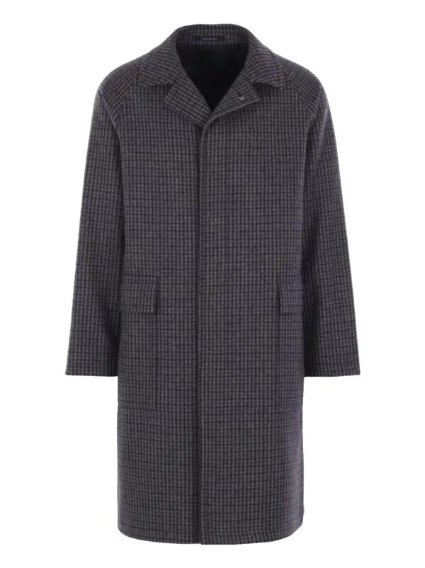 Tagliatore Houndstooth Pattern Coat - Navy / Grey