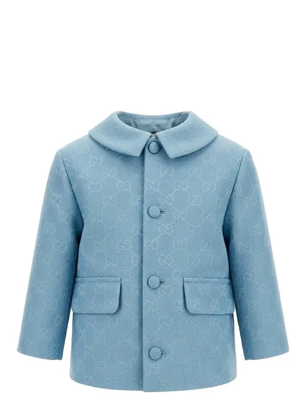 Gucci Baby Gg Flannel Jacket - Light Blue