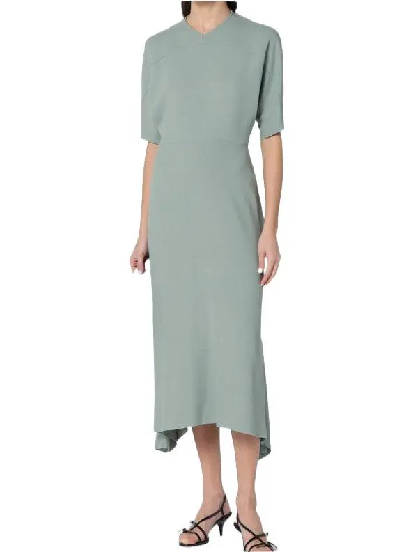 Victoria Beckham Asymmetrical Hem Midi Dress - Gray