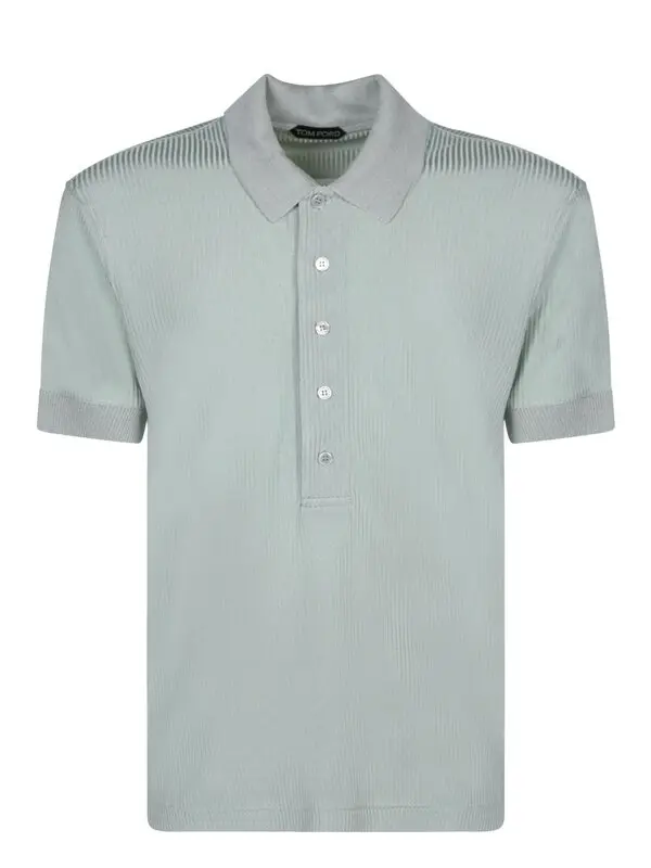 TOM FORD Logo-embroidered Fine Knit Polo Shirt - Gray