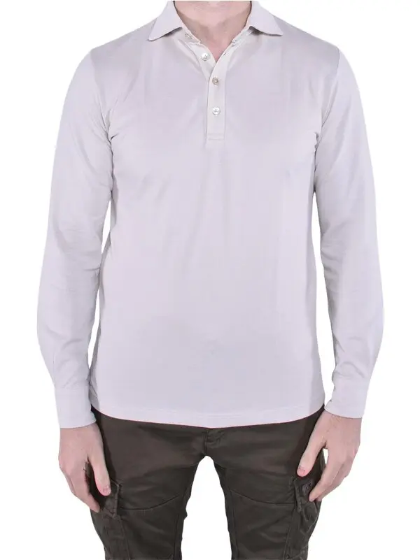 Eleventy Long-sleeve Polo Shirt - White