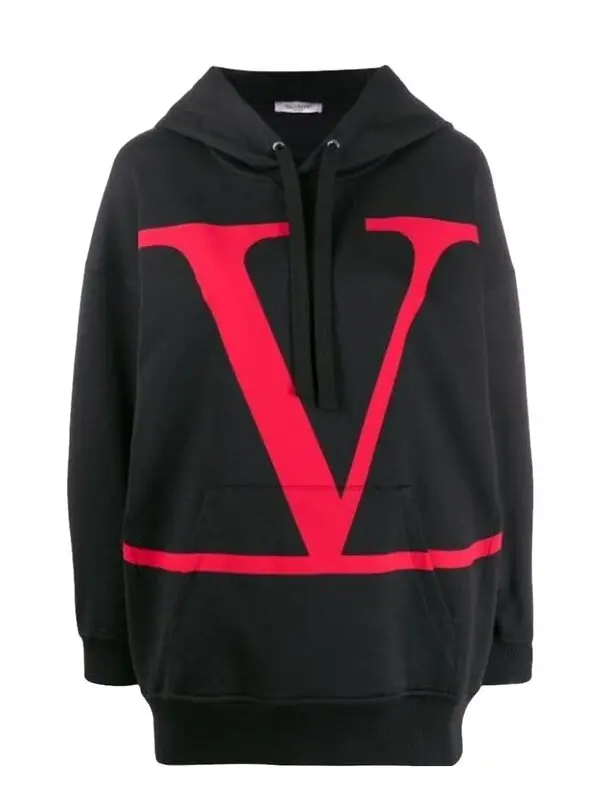 Valentino Garavani Vlogo Print Hooded Sweater - Black