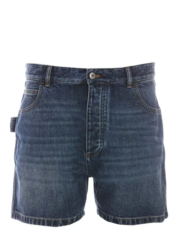 Bottega Veneta Logo Detail Denim Shorts - Blue