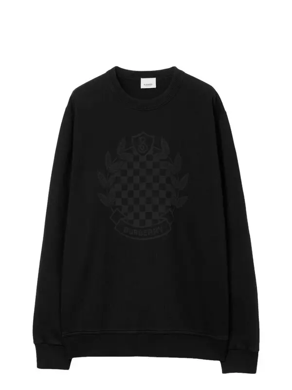 Burberry Chequered-crest Cotton Sweatshirt - Black