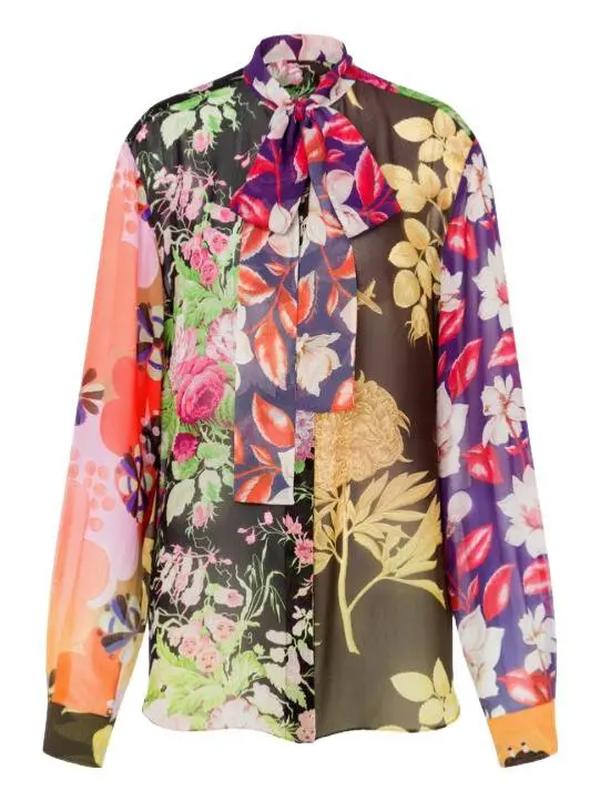 Moschino Floral Print Silk Blouse - Multicoloured