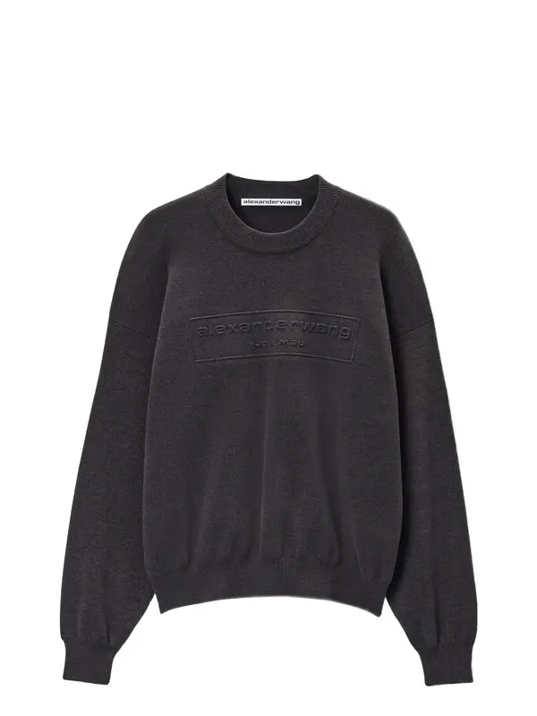 Alexander Wang Logo Embossed Ribbed-knit Jumper - Grey
