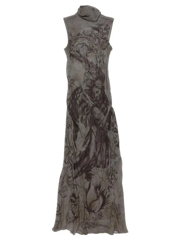 Acne Studios Printed Mesh Maxi Dress - Muddy Gray