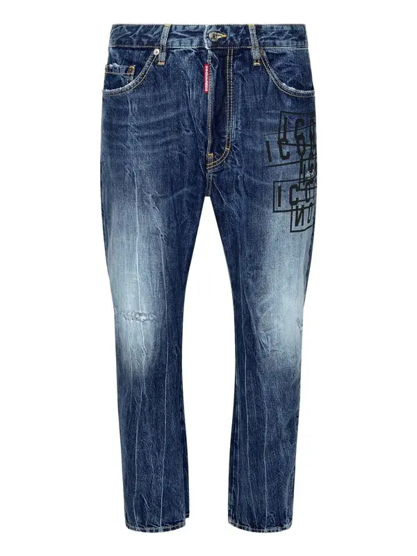 Dsquared2 Icon Printed Straight-leg Jeans - Blue