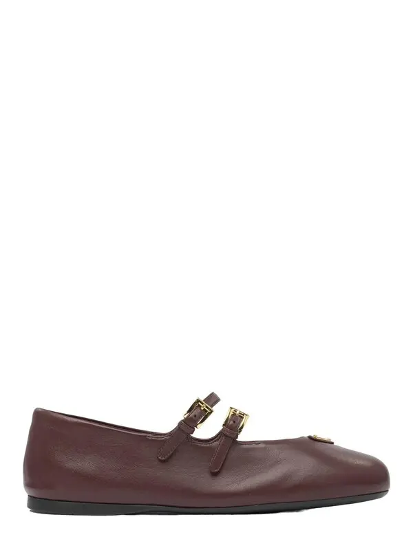 Prada Double Strap Ballet Flats - Wine Red