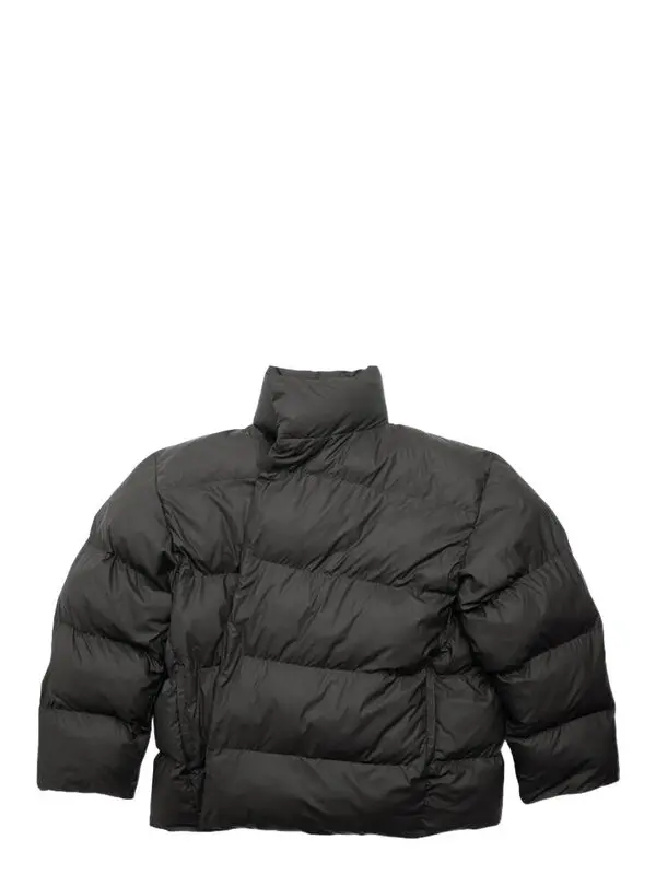 Balenciaga Wrap Puffer Jacket With High Standing Collar - Black