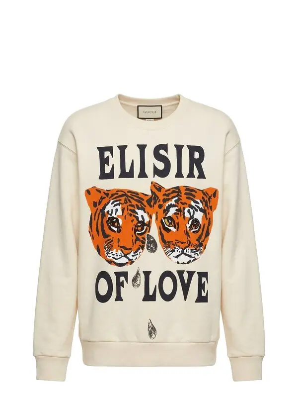 Gucci Round Neck Embroidered And Sequined Sweatshirt - White