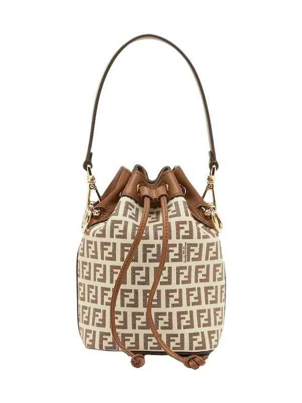 Fendi Mon Tresor Ff Jacquard Drawstring Bucket Bag - Brown