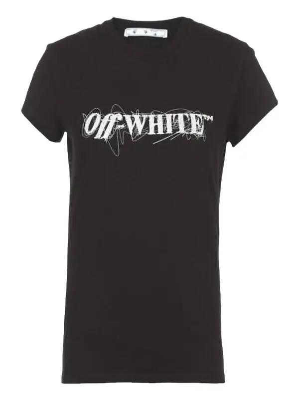 Off-White Crewneck Logo Detailed T-shirt - Black
