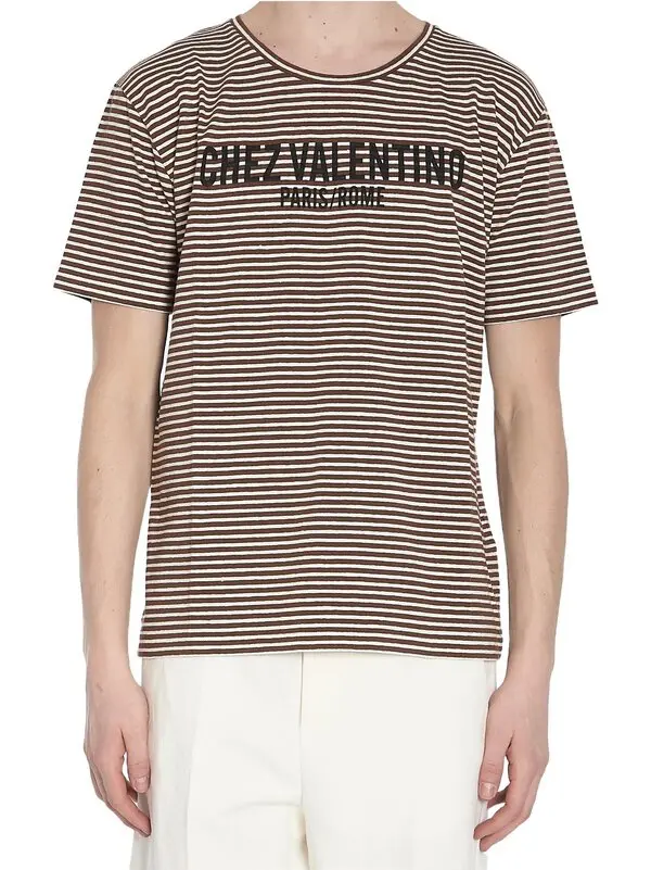 Valentino Garavani Striped Crewneck T-shirt - White