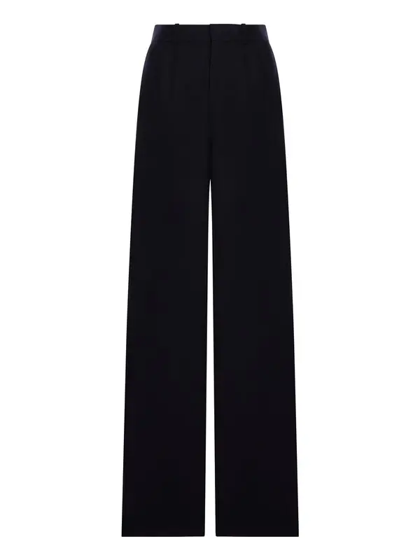 Saint Laurent High Waist Wide Leg Trousers - Black
