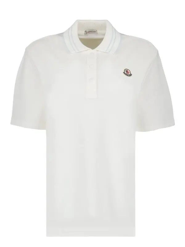 Moncler Logo Patch Short Sleeve Polo - White
