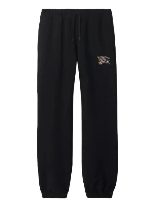 Burberry Embroidered Cotton Sweatpants - Black