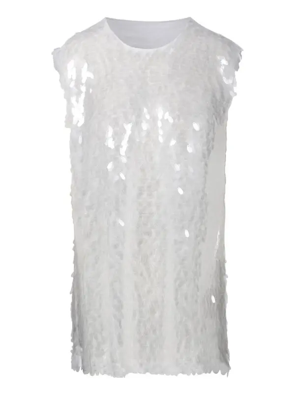 Norma Kamali Sleeveless Sequin Top - White