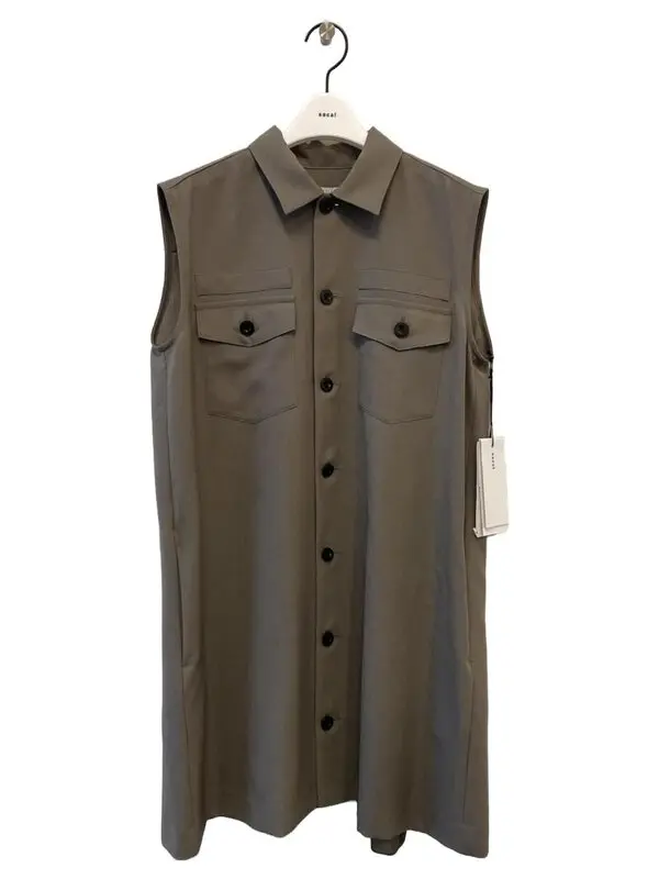 Sacai Sleeveless Lapel Dress - Brown