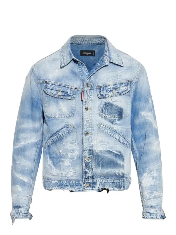 Dsquared2 Distressed Denim Jacket With Frayed Detailing - Blue
